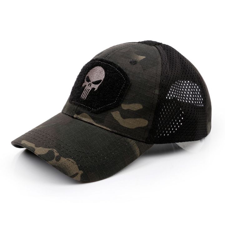 Outdoor New Punisher Skull Multicam Operator Cap Men Mesh summer Fitted ...