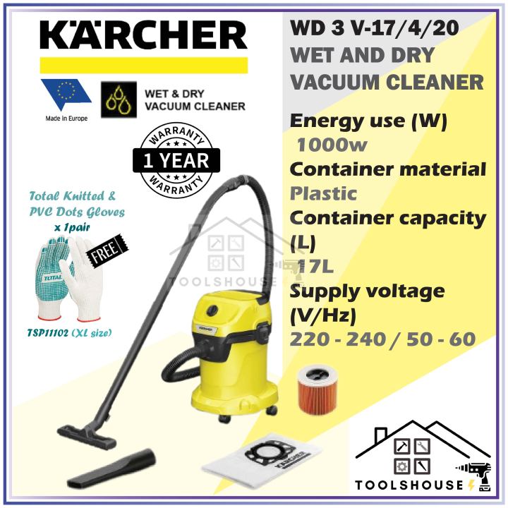 Karcher WD 3 V-17/4/20 Wet And Dry Vacuum Cleaner | Lazada