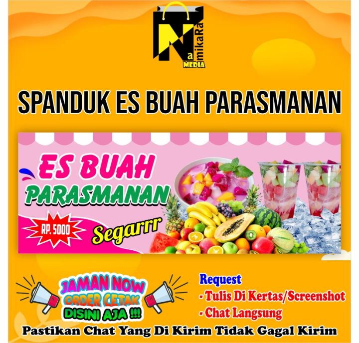 Spanduk Banner Es Buah prasmana terbaru bisa custom ukuran 160x60 cm ...