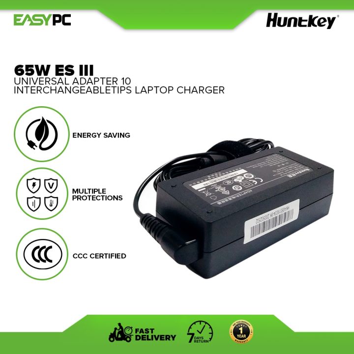 EasyPC | Huntkey 65W ES III Universal Adapter 10 interchangeable tips ...
