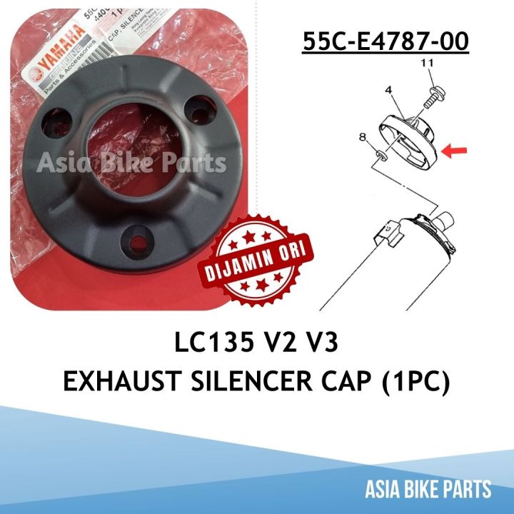 Yamaha Original LC135 V2 V3 Exhaust End Cap Matt Black Cover Ekzos ...