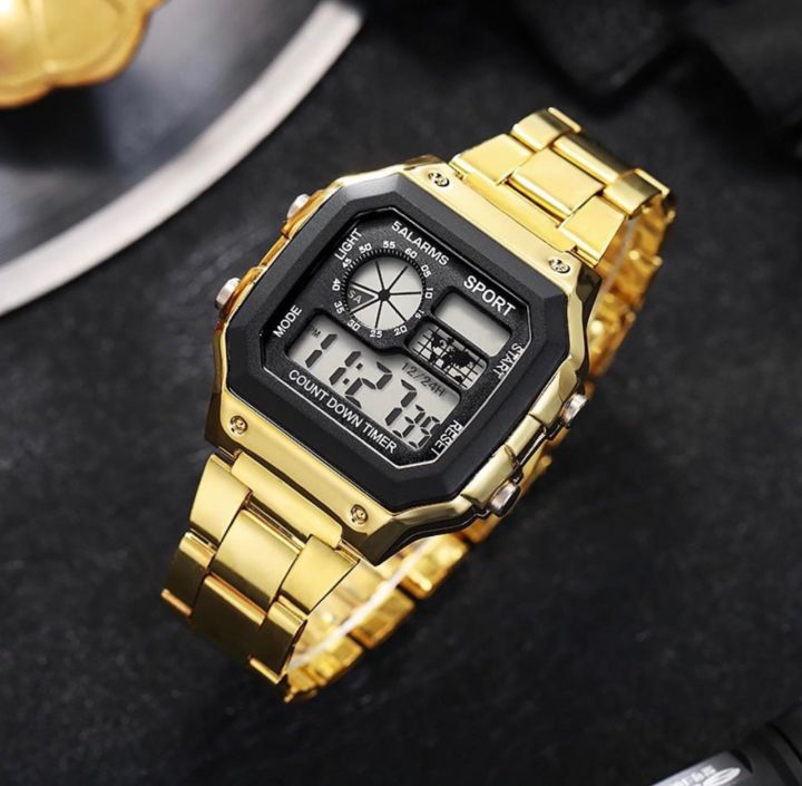 Digital Casual Vintage Japan Watch Steel Band For Men And Women Water ...
