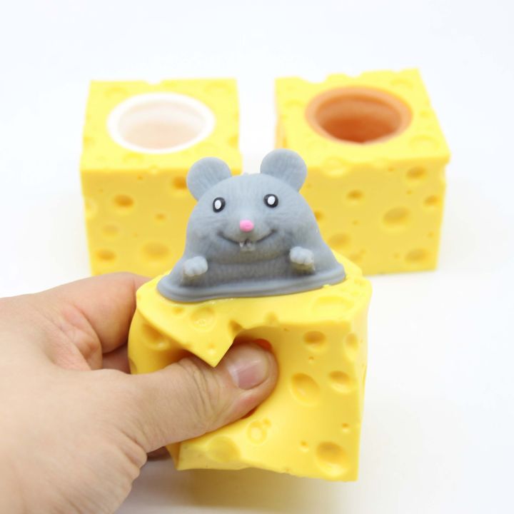 Cheese Mouse Squeeze Toy Kids Adults Soft Toys Stress Relief Squishy ...