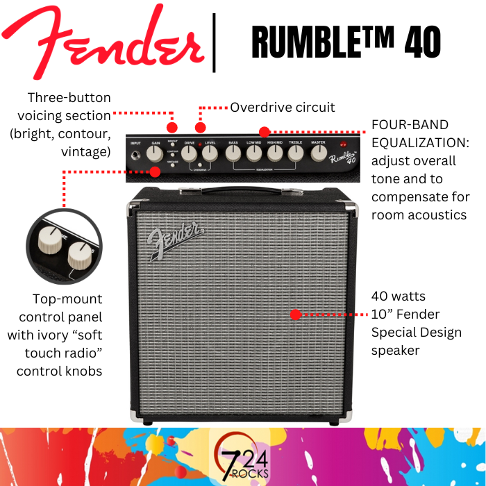 Fender AMP Fender Rumble 40 40-watt BASS Combo Guitar AMP F03-237-0304 ...