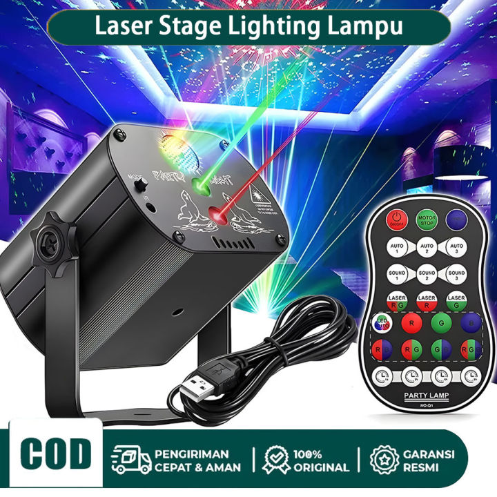 Mini Laser Stage Lighting Lampu Disco Ruangan Sensor Musi Lampu Disco ...