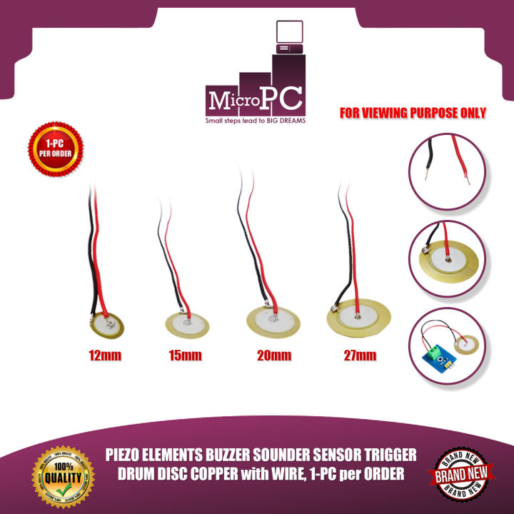 MICRO PC PIEZO ELEMENTS BUZZER SOUNDER SENSOR TRIGGER DRUM DISC COPPER ...