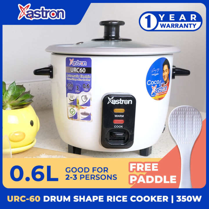 Astron URC-60 0.6L Drum Shape Rice Cooker (White) | 3 cups | 350W | 2-3 ...