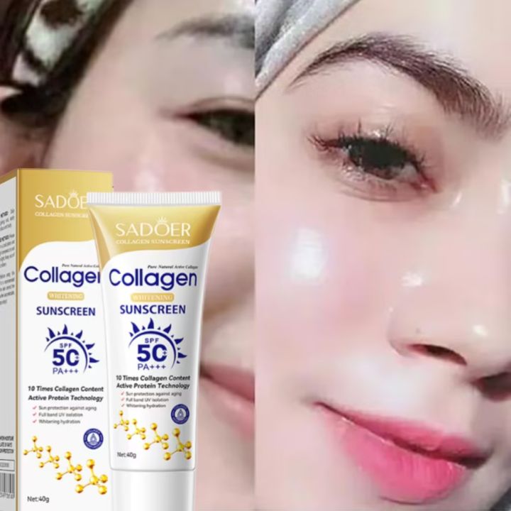Collagen Whitening Sunscreen SPF 50 PA++ Anti-UV Tabir Surya Perisai Pemutih Pelembab ...