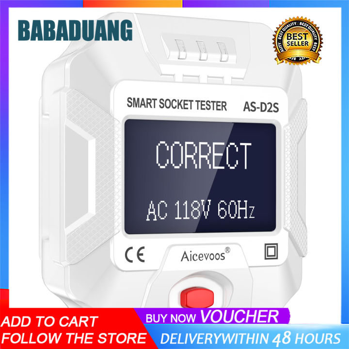 Outlet Tester Electrical GFCI Trip Tester Receptacle Detector with LCD ...