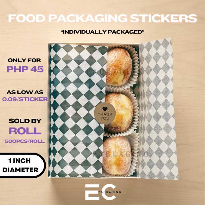 EC 2.5CM FOOD PACKAGING STICKER 500PCS/ROLL THANK YOU ROUND STICKER ...