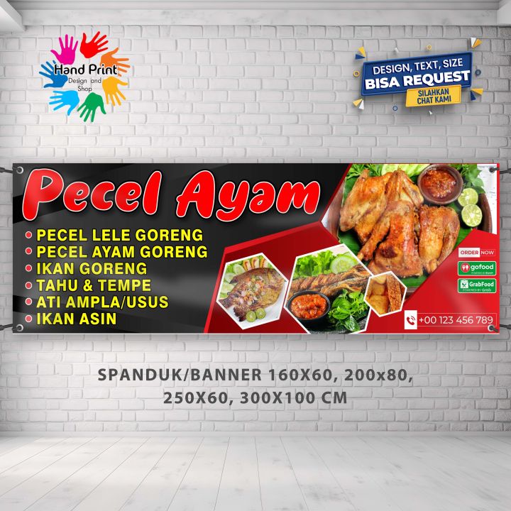 Spanduk Banner MMT Warung Makan Pecel Lele Pecel Ayam & Seafood Outdoor ...