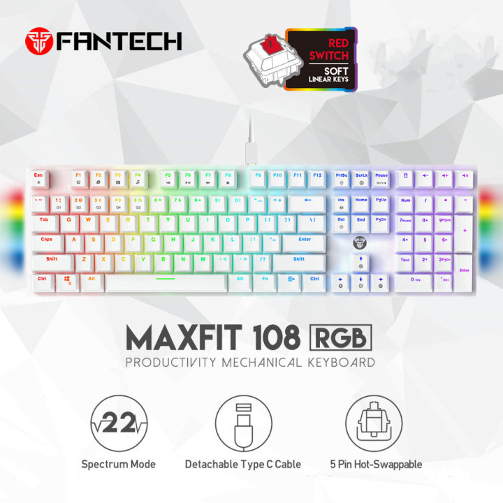 Fantech MK855 MAXFIT108 Optimax RGB Optical Mechanical Black Gaming USB ...