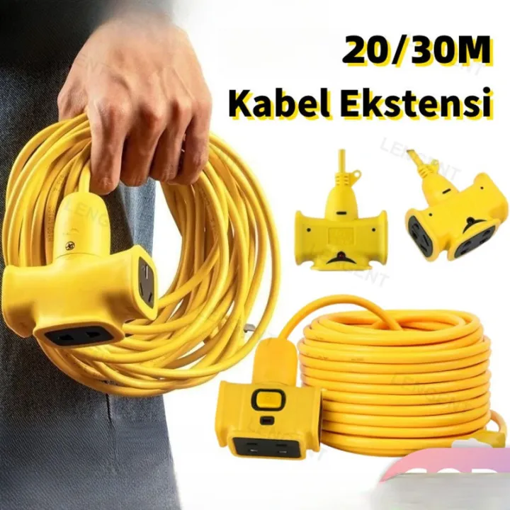 Kabel Roll 30M/20M/10M Sambungan Listrik Kabel Ekstensi 1.5 mm Cable ...