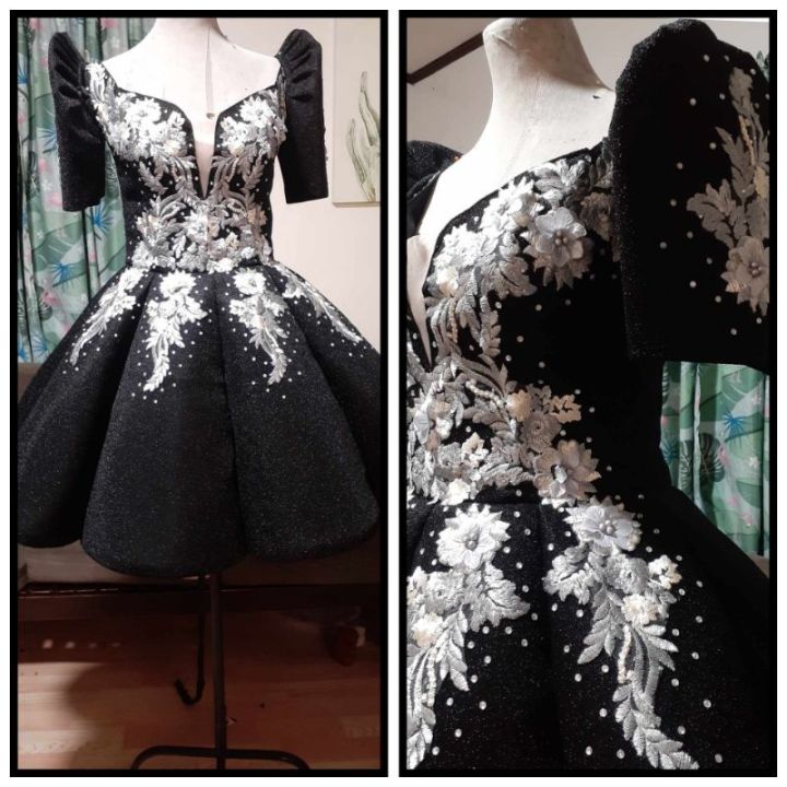 Umbrella cocktail dress Filipiniana sleeve for J's prom/for birthday or ...