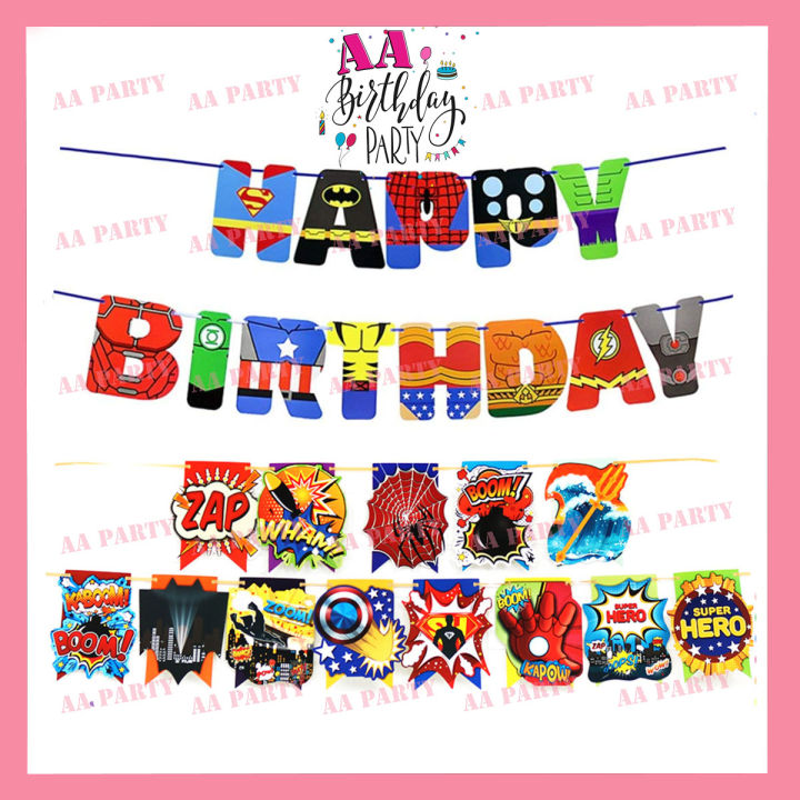 AA BIRTHDAY PARTY Avengers Theme Happy Birthday Banner Kids Party ...