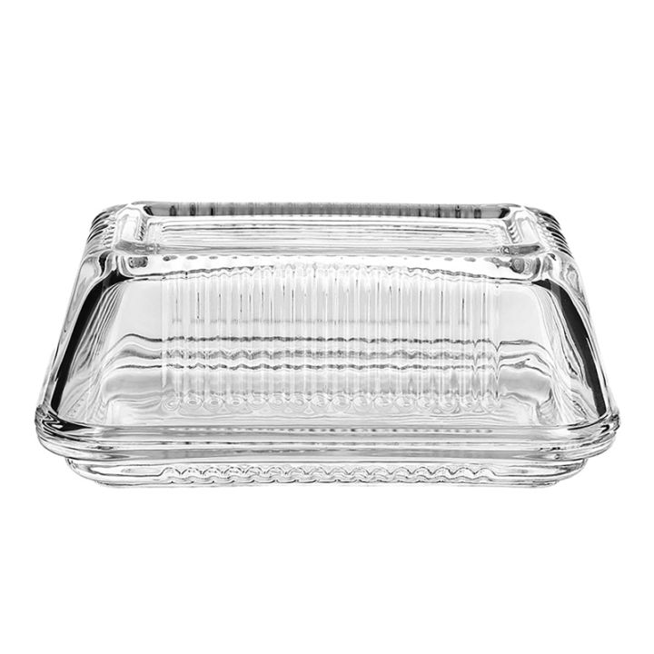 Glass Butter Dish With Lid Fancy Butter Stick Holder Rectangular Cheese ...