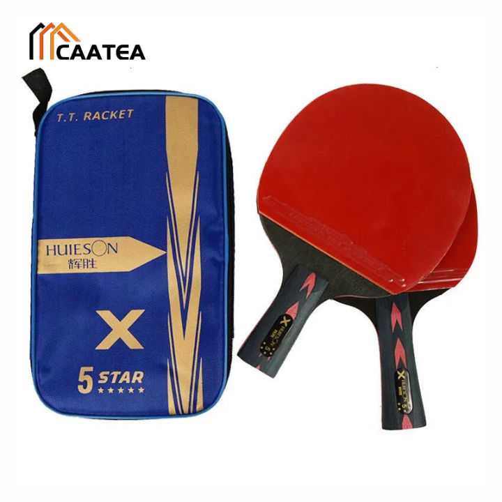 Huieson 2Pcs 5 Star Carbon Table Tennis Racket Set Two Rackets And ...