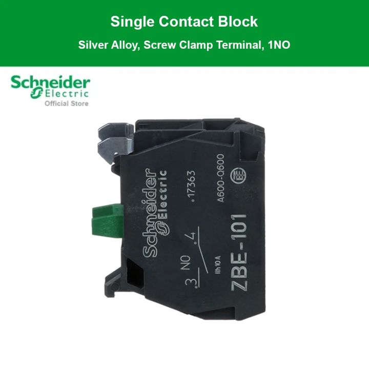 Schneider Electric Single contact block, Harmony XB4, silver alloy, screw clamp terminal, 1NO ...