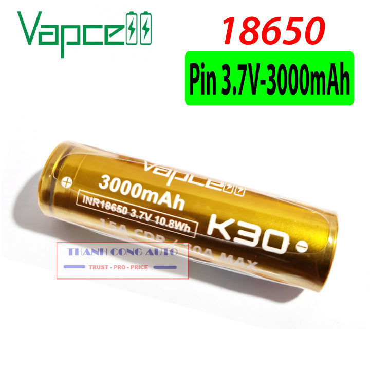 01 Pin 18650 Vapcell K30 cao cấp – Pin 5A 3000mAh, có mạch bảo vệ ...