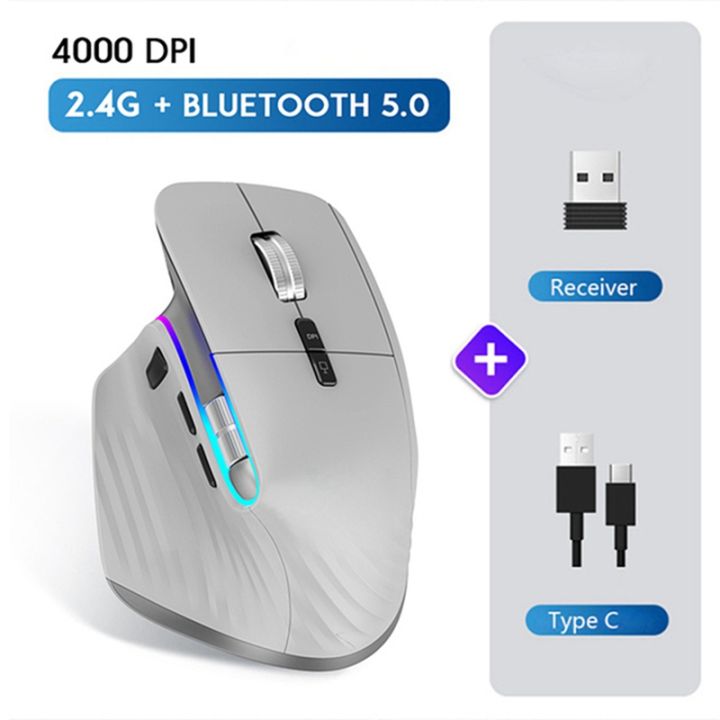 Wireless Mouse Bluetooth 5.0 Mouse 2.4G Wireless Portable Optical Mouse ...