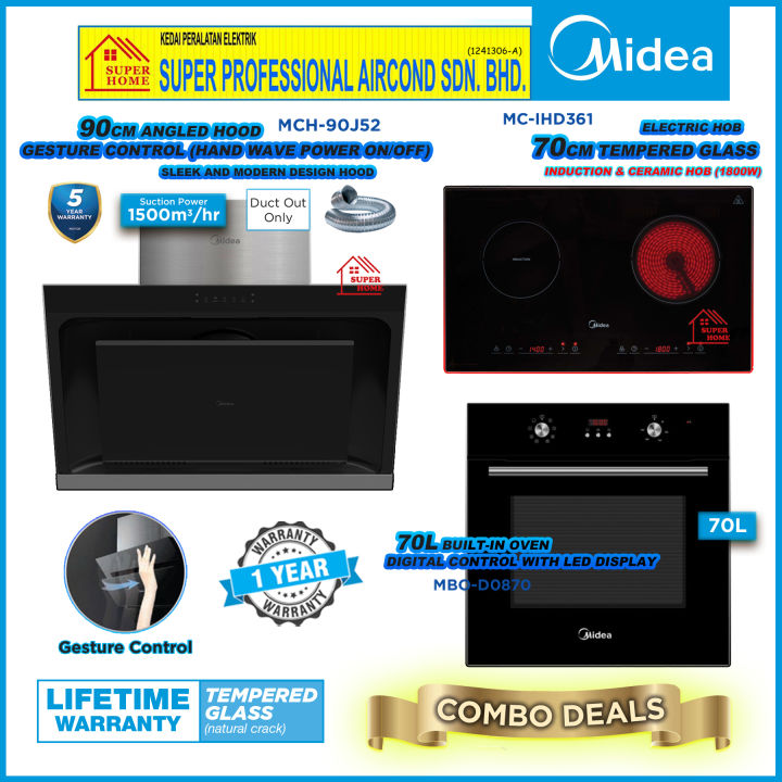 Midea Cooker Hood MCH-90J52 90cm Angle Designer Hood / Midea Ceramic ...