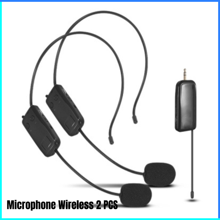 COD Erilles Wireless Microphone 2.4G Headset 2 PCS with Receiver - E65 / mik buat imam sholat ...