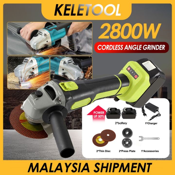 2800W Brushless Cordless Electric Angle Grinder Variable Speed 10000 ...