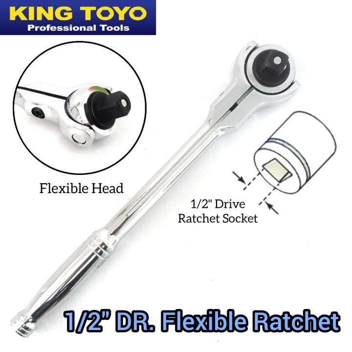 KingToyo KT-4072U 1/2Inch Flexible Rotating Head 360 Degree Ratchet For ...