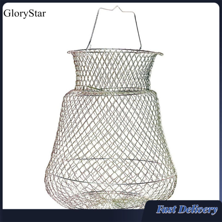 GloryStar Steel Wire Fish Basket Collapsible Fish Crab Crawfish Basket ...