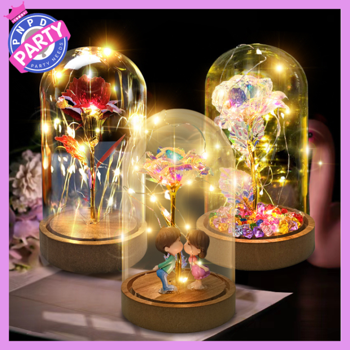 Galaxy rose with box Eternal rose with led light Rose dome Glass Dome ...