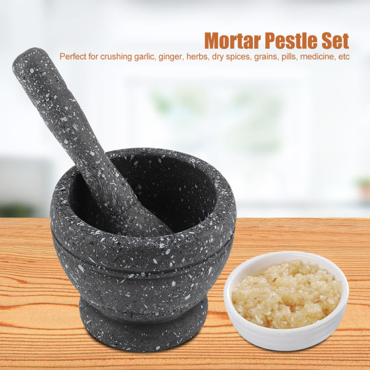 [Pleasant day] Manual Garlic Grinder Spices Herbs Mortar Pestle Set ...