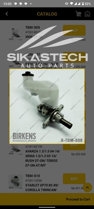 47201-52250 BRAKE MASTER CYLINDER CENTRAL REM ATAS 13/16" 1TOYOTA YARIS ...