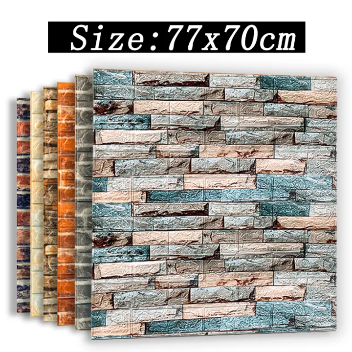 3D Retro wallpaper stickers self-adhesive waterproof foam cement wall ...