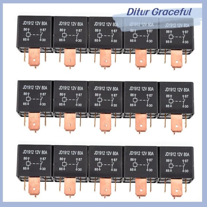 Ditur Waterproof Heavy Duty Relay 4Pin DC 24V 12V 80A JD1912 Automotive ...