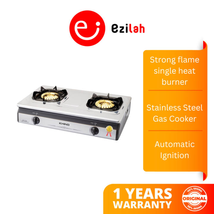 Khind Dual Burner Gas Stove / Gas Cooker (Stainless Steel) KHI-GC-9122 ...