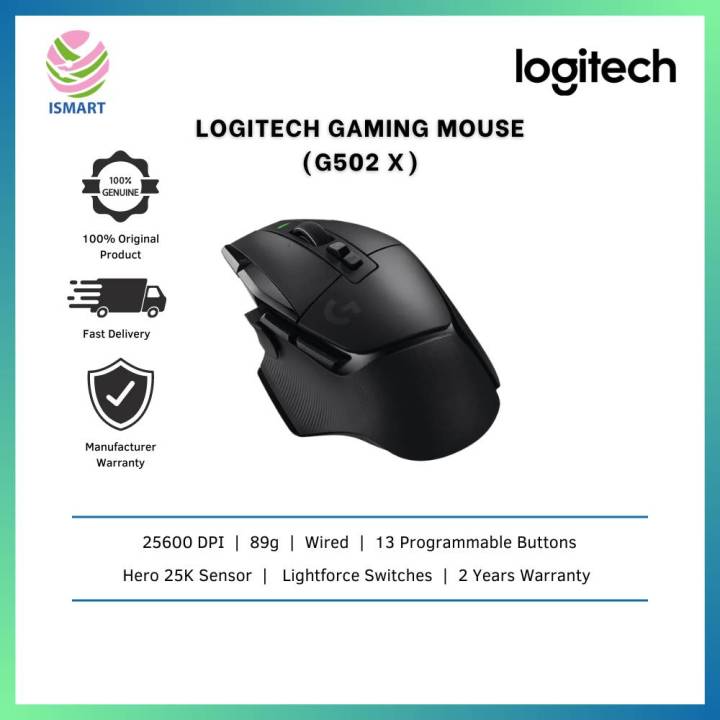 Logitech Gaming Mouse G502 X Black ( 89 grams, PTFE feet, 25,600 dpi ...