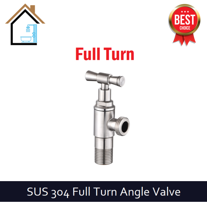 SUS 304 Stainless Steel Full Turn Angle Valve Bathroom Water Control ...