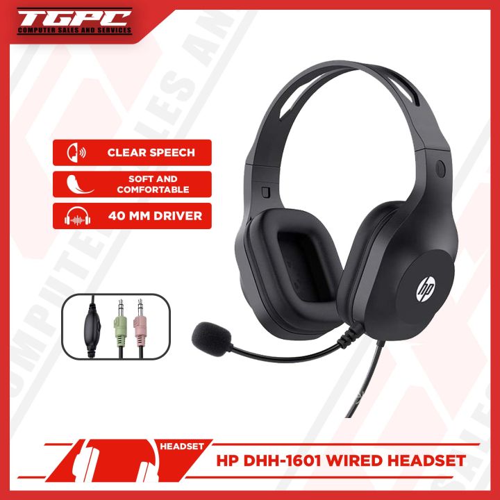 HP DHH-1601 wired Headset| Black| Plug and Play | Lazada PH