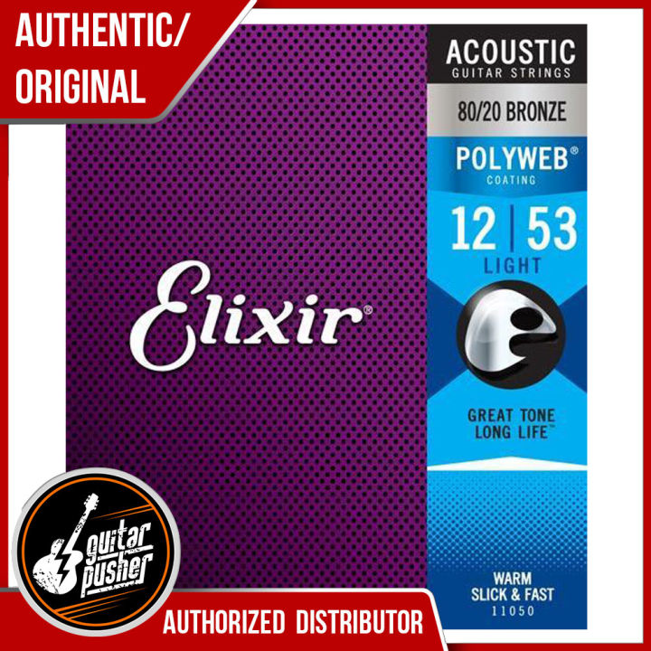 Elixir Acoustic 80/20 Bronze Acoustic Guitar Strings with Polyweb ...