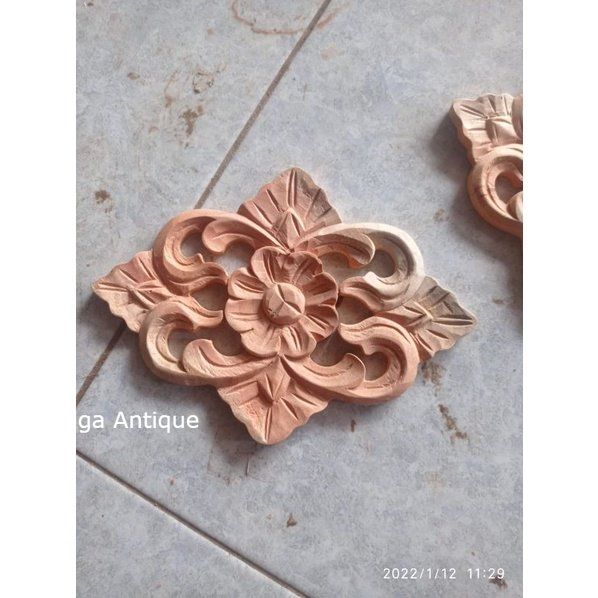 Ukiran Dekorasi lemari dan kabinet ukir tempel motif bunga kayu mahoni ...