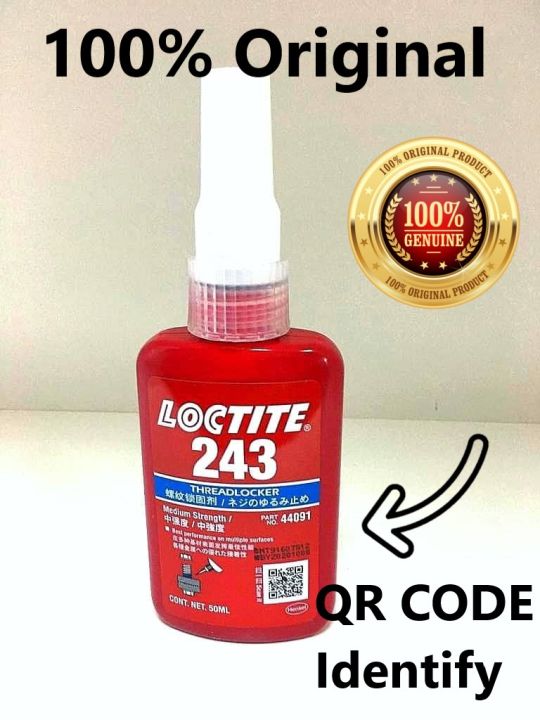 LOCTITE® 243 Threadlocking Adhesive - medium strength (50ml) 100% Original | Lazada