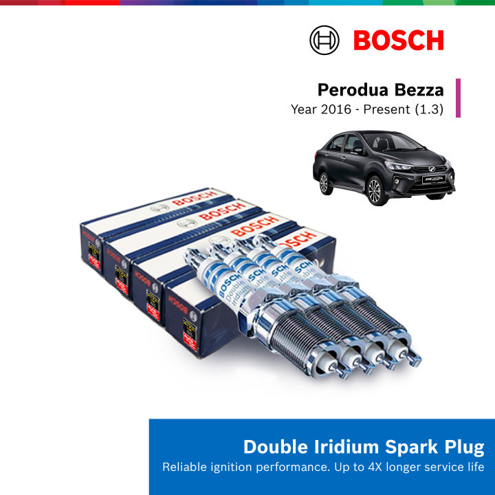 Bosch Double Iridium Spark Plug for Perodua Bezza 1.3 VVT-i (2016 ...