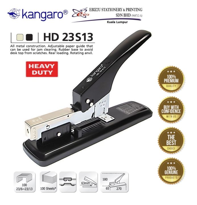 KANGARO HD-23S13 HEAVY DUTY STAPLER - 100 Sheets alat pengokot, kawat ...