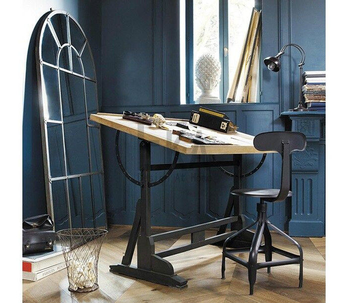 American retro solid wood painting table home inclined plane lifting ...