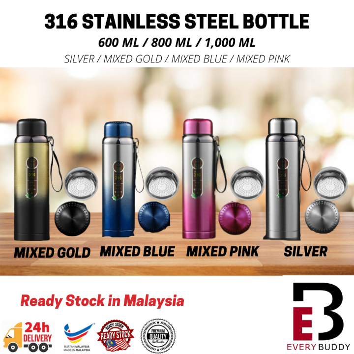 600ml 800ml 1000ml SUS 316 Stainless Steel Vacuum Flask Bottle Cup 316 Kelalang Vakum 316 不锈钢保温瓶 ...