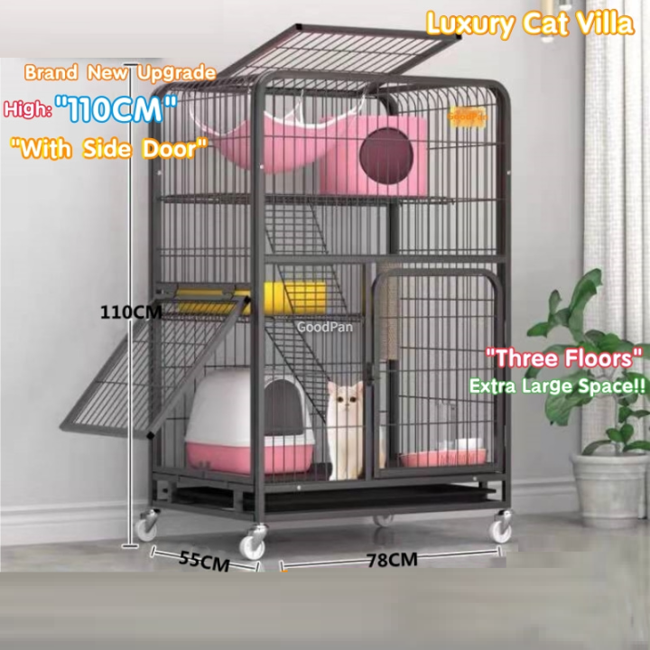 Cat cage villa luxury cat house easy to assemble strong pet 3 layer ...