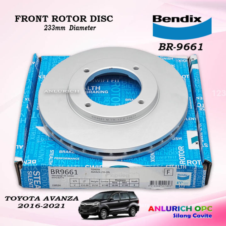 BENDIX FRONT ROTOR DISC TOYOTA AVANZA 2016-2021 ( 233mm Diameter ...