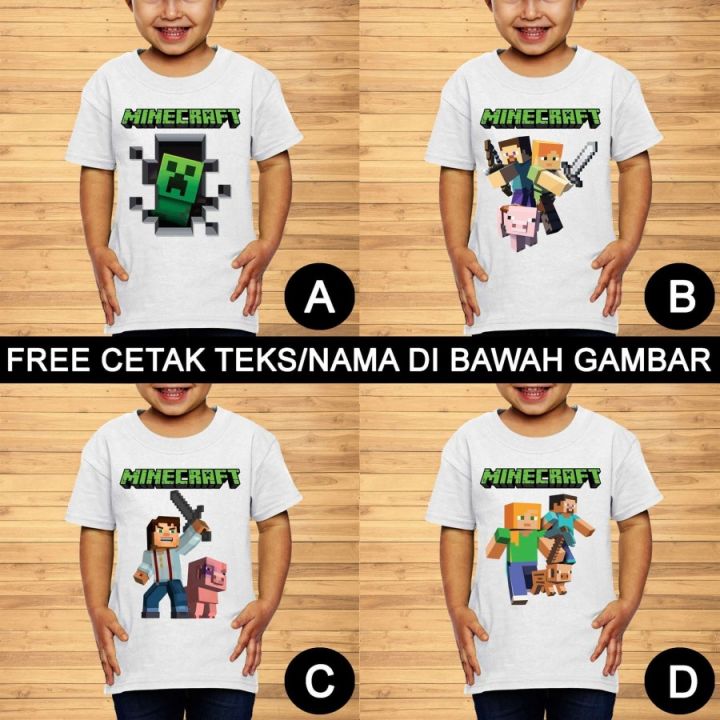 Minecraft Baju Kaos Anak dan Balita Kartun Karakter. Custom Cetak ...
