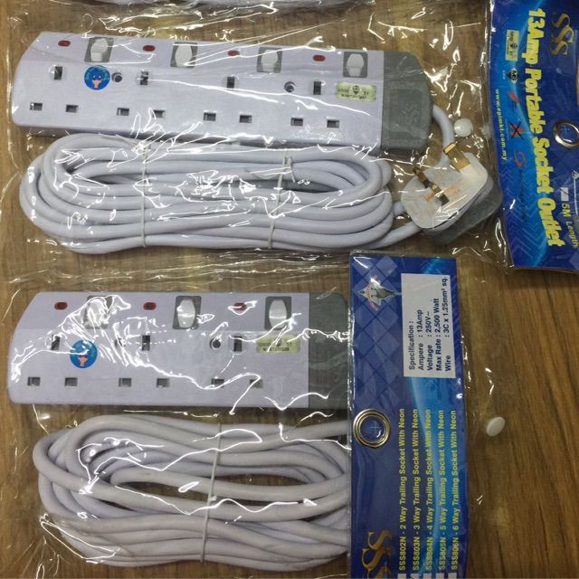 Extension Plug Sss 13amp Portable Socket Outlet Trailing Socket 5meters Wire Lazada