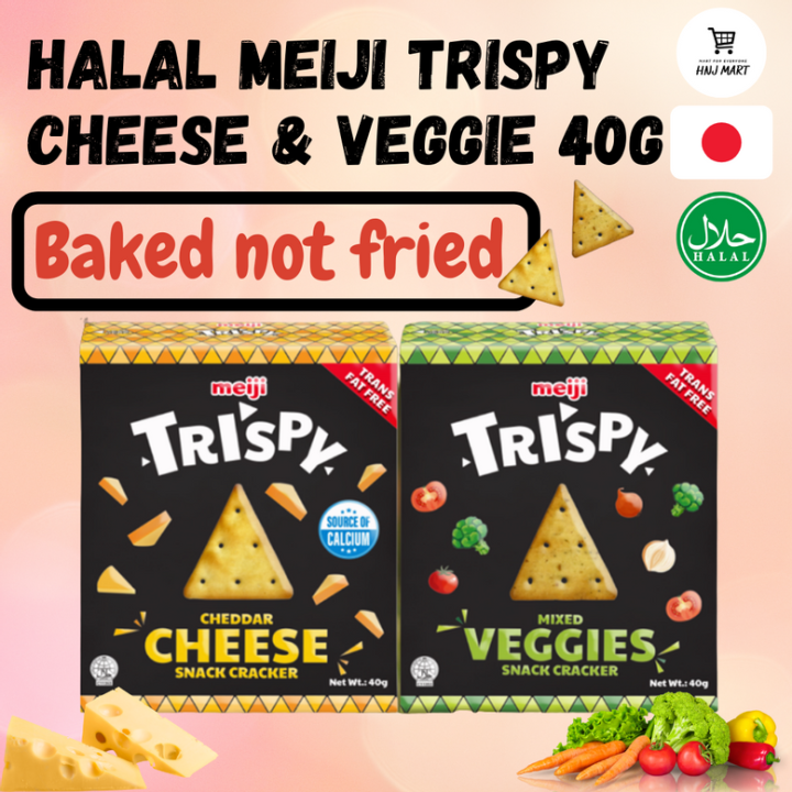 Halal Meiji Trispy Cheese & Veggie Cracker 40g Triangle Cracker Cheese ...
